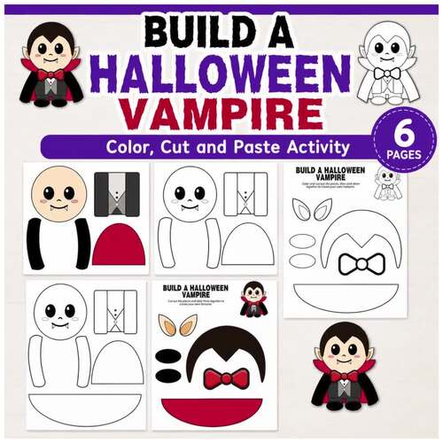 Build a Halloween Vampire | Cut and Paste Craft Activity for Kids