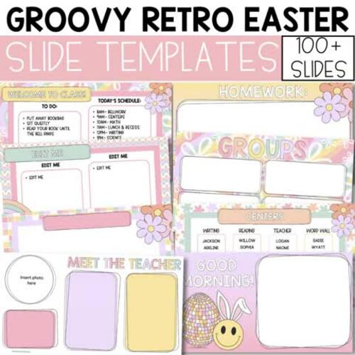 Groovy Retro Easter Slides Templates / Google Slides by Sadie Piper Designs