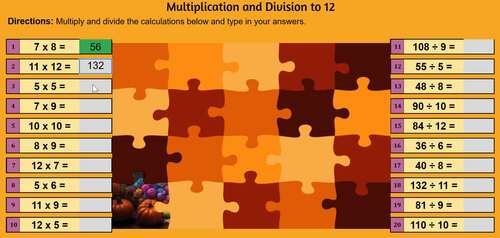 NO PREP-Digital Candy Multiplication and Division to 12 Digital Jigsaw ...
