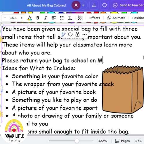 Editable All About Me Bag Activity – Color & B&W | Back to School | Get ...