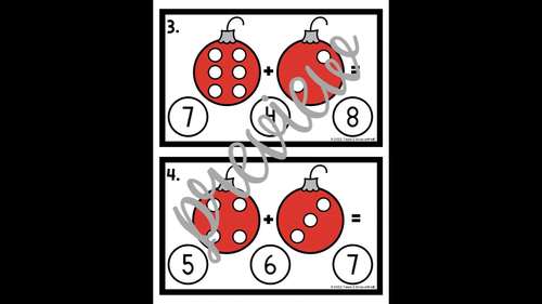 Christmas Ornaments Dice Addition to 12 Counting Clip Cards Task Cards