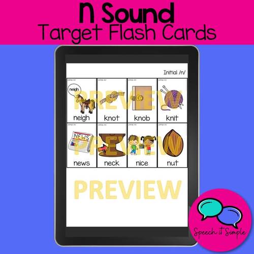 N Sound Articulation Target Cards - Artic - Apraxia - Phonology ...