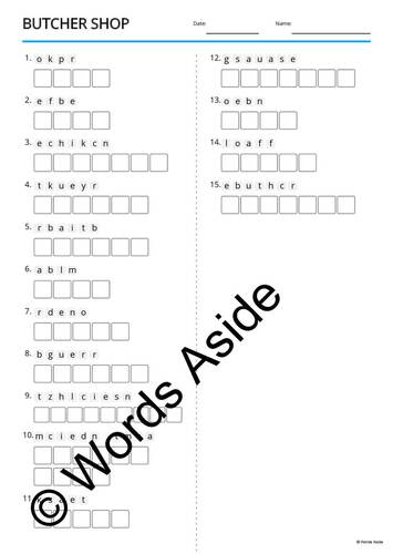 Word Puzzle Games Copy Crossword Word Search Anagram BUTCHER by Words Aside