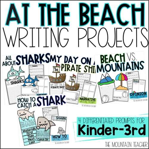 Beach Theme Writing Prompts, Ocean Crafts, Activities & Graphic Organizers