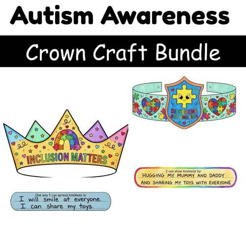 Autism Awareness Crown Craft Bundle Coloring Writing SEL April ...