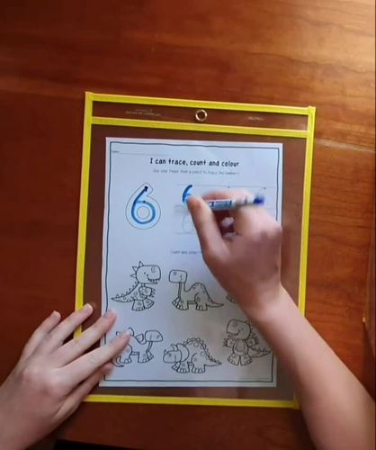 Trace by Numbers Worksheets - Dinosaur by Master Your Math Teaching