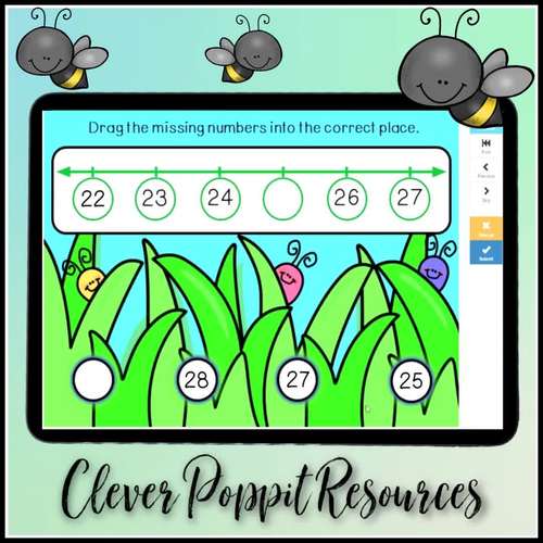 BOOM CARDS Spring Number Lines - Missing numbers 0-30 | TPT