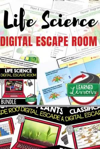 Life Science Digital Escape Room, Life Science Activity Pages BUNDLE
