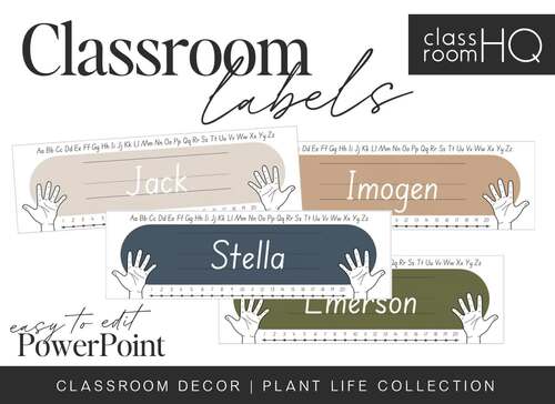 PLANT LIFE Desk Plates | Plant Theme Classroom Decor by classroomHQ