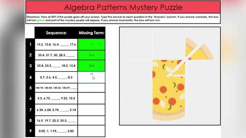 Algebra Patterns with Decimals Printable and Digital Activities 5.NBT.7