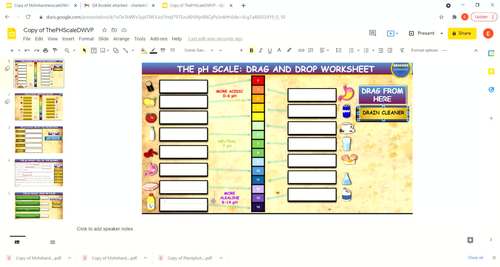 The pH Scale: Drag & Drop Worksheet: Google Slides + Powerpoint Version