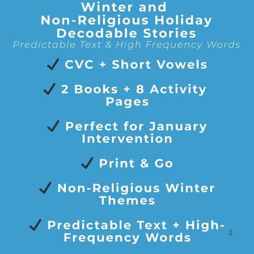 Winter Decodable Readers – CVC Short Vowels + Blends| Orton-Gillingham