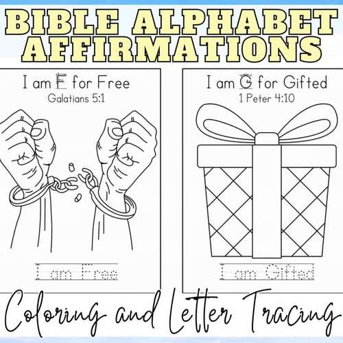Bible Verse Positive Affirmation Alphabet - Coloring and Letter Tracing ...