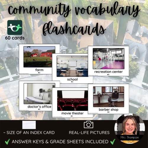 Community Vocabulary Flashcards by The Ticket to Teaching for SPEDucators
