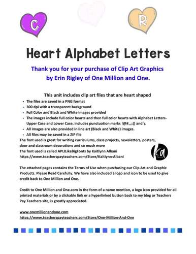 Alphabet HEART Clip Art-Valentines Day Clip Art-Letters by One Million ...