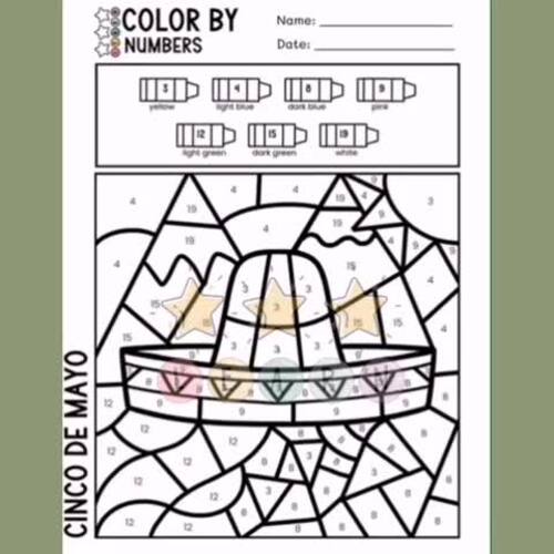 Cinco De Mayo Color by Numbers Addition & Subtraction Color by Number ...