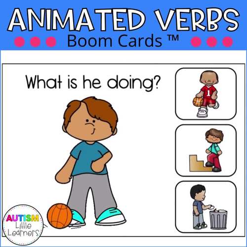 ANIMATED Expressive & Receptive Verbs Boom Cards™ for Speech Therapy