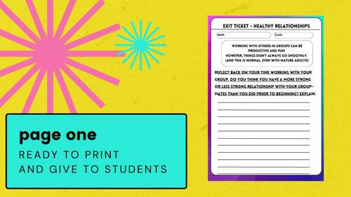 SEL Skills Exit Ticket - Healthy Relationships by That'll Teach Em