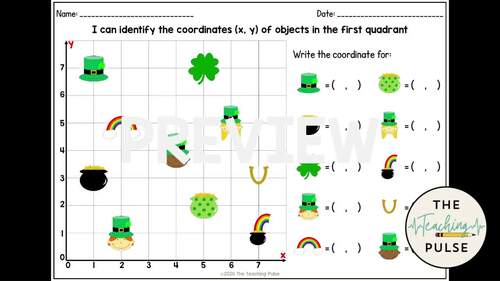 St. Patrick’s Day Coordinate Plane Worksheets | Plotting Points ...