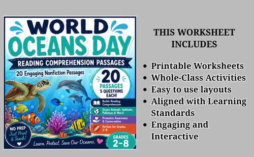 World Oceans Day Reading Comprehension Passages | Nonfiction | Grades 2–8