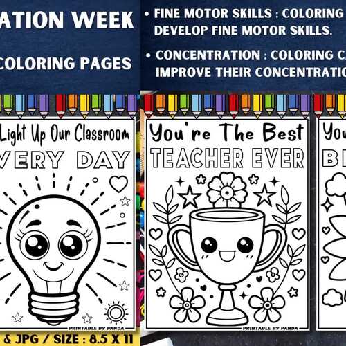 Teacher Appreciation Week Coloring Pages Sheets - Thank You Cards From ...