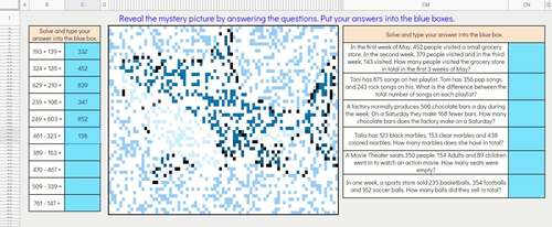 Digital Math Pixel Art Mystery Picture 3rd Grade TEKS 3.4.A Addition ...