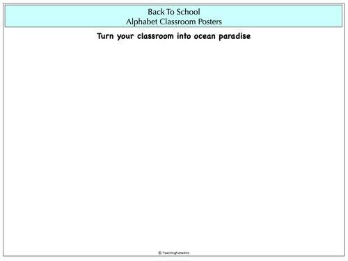 ALPHABET WALL POSTERS | CLASSROOM DECOR | BACK TO SCHOOL | OCEAN THEME