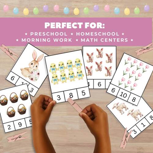 Easter Counting Clip Cards, Preschool Spring Math Activity, Montessori ...
