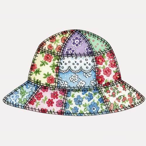 Summer Hat Watercolor Clipart - 20 PNGs, Patchwork Inspired Art,