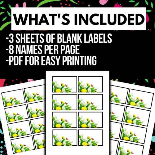 Spring Flowers Student Name Labels → PRINTABLE Classroom Tags / Cards