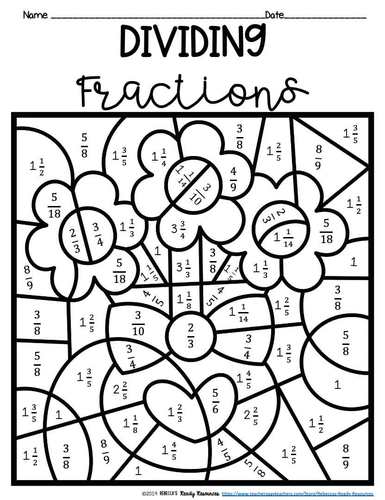 Dividing Fractions Color by Number Valentine's Day by Rebecca's Ready ...