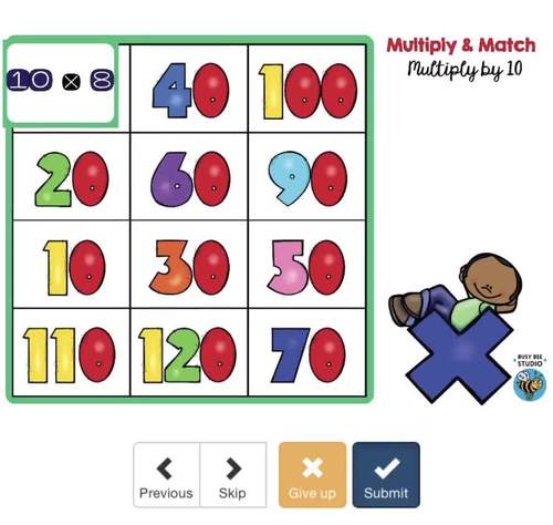 Multiply and Match | Multiply by 10 | Boom Cards | Distance Learning