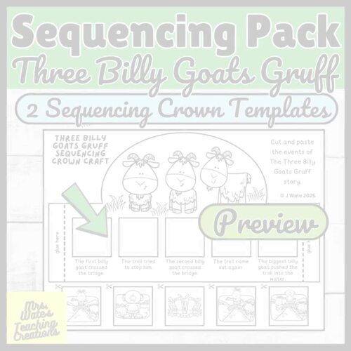Three Billy Goats Gruff Fairy Tale Sequencing Craft Tasks & Writing ...