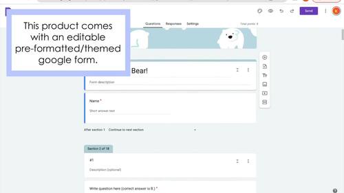 Polar Bear Craft - Winter Activity - Editable Google Form for Content