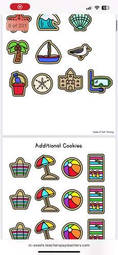 Beach Cookie Patterns | Activity and Cut & Paste Printables | Color and B&W