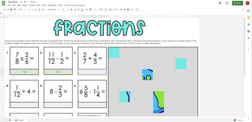 Fractions with Unlike Denominators Digital Mystery Puzzle Pixel | Earth Day