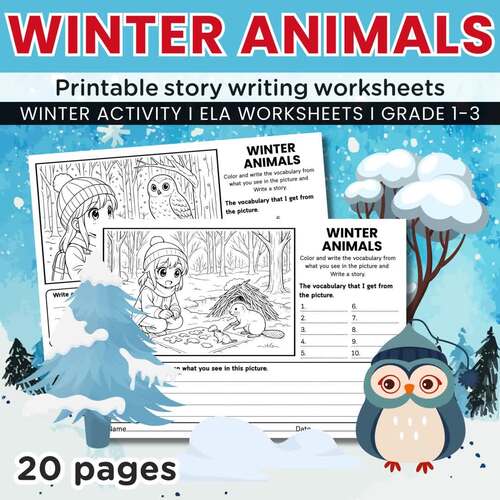 Winter Animal Exploration Adventure Writing Prompt Worksheets, Creative ...
