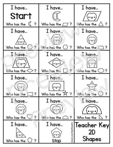 “I Have, Who Has?” Penguin Theme 2D Shapes Game - Shape Recognition ...