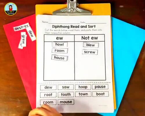Diphthongs Cut and Paste Practice by The Joy in Teaching | TPT