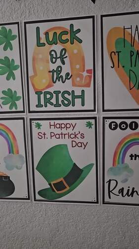 St. Patrick's Day Themed Bulletin Board Posters | Classroom Hallway Decor