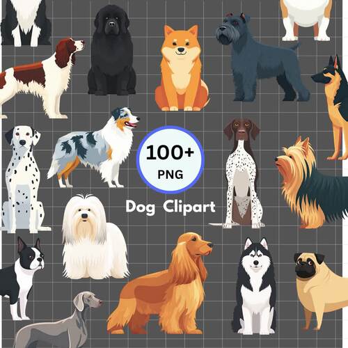 Dog Clipart Bundle | Dog Breed PNG | Cute Cartoon Dogs Clipart | TPT