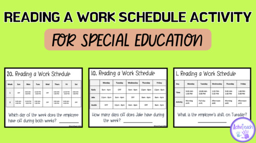 My Favorite Reading a Work Schedule Activity: Write the Room | Special ...