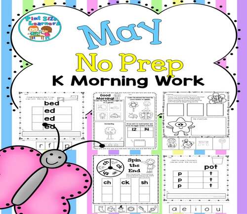 Kindergarten Morning Work - Language Arts and Math - May Morning Work