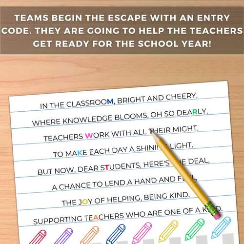Back to School Teamwork PRINTABLE-Editable Escape Room Logic Game Team ...