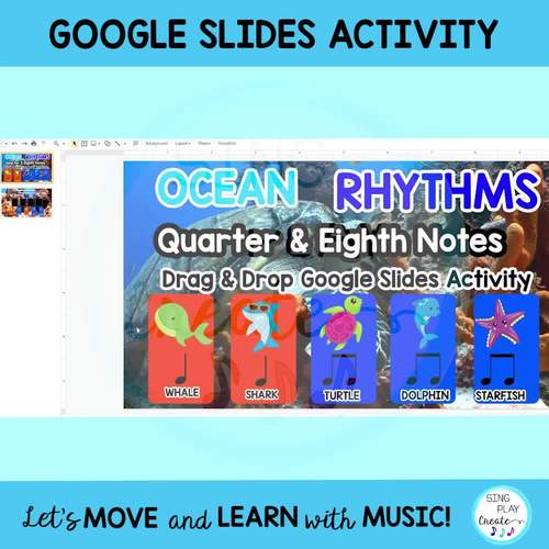 Rhythm Google Slides Drag & Drop Activity: {Quarter, Eighth Notes} Ocean