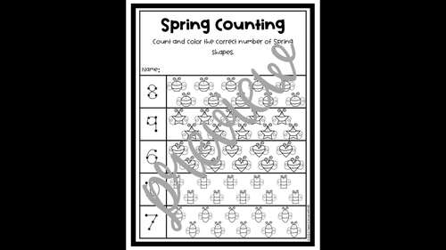 Spring NO PREP Counting Sets Count and Color Worksheets 6-10 | TPT