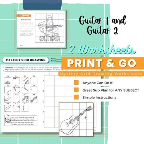 HIGH SCHOOL SUB PLAN/WORKSHEET: Mystery Scramble Grid Guitar 1 and Guitar 2