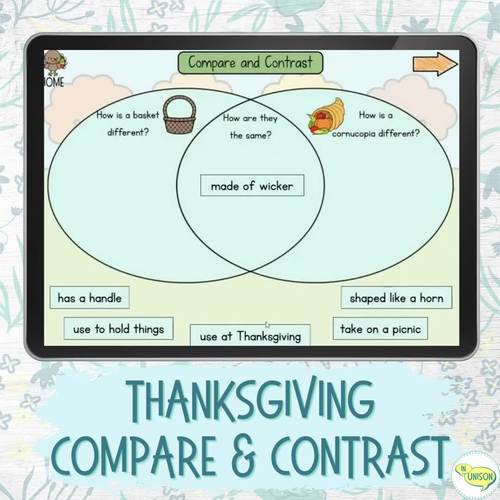 Thanksgiving Compare and Contrast | Print and Boom™ Cards | TPT