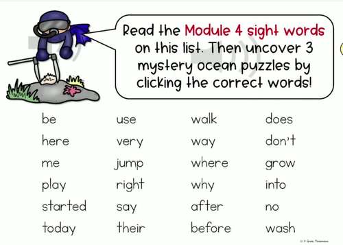 HMH Into Reading Grade 1 BOOM CARDS™ Module 4 Sight Words Ocean Theme