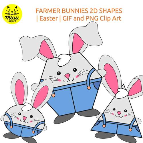 Easter 2D Shapes Farmer Bunny Clipart | Geometry | Gif And Png by Miau ...
